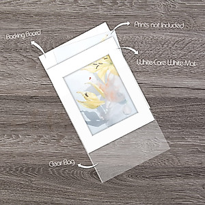 Golden State Art, White Pre-Cut 16x20 Picture Mat for 11x14 Photo with White Core Bevel Cut Mattes Sets. Includes High Premier Acid Free Mats & Backing Board & Clear Bags (5 Kit)