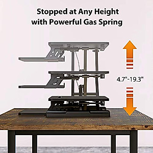 ErGear Standing Up Desk Converter Height Adjustable Sit Stand Desk with Removable Keyboard Tray, 35 Inch Large Desk Riser Ergonomic Gas Spring Dual Monitor Workstation for Home Office