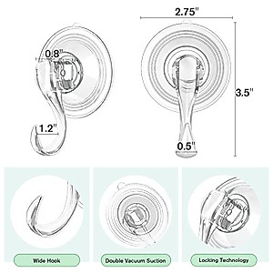VIS'V Wreath Hanger, Large Clear Heavy Duty Suction Cup Wreath Hooks with Wipes 22 LB Removable Strong Window Glass Door Suction Cup Wreath Holder for Halloween Christmas Wreath Decorations - 8 Pcs