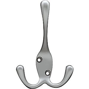 Franklin Brass (1-Pack) Triple Wall Hooks 3-Prong Hooks for Hanging Satin Nickel Wall Mount Hanger Backpack, Purse, Bag, Towel Organization Decorative Wall Hooks B42306J-SN-C
