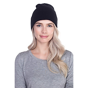 CUFFED PLAIN SKULL BEANIE HAT / CAP | Winter Unisex Knit Hat Toboggan For Men & Women | Unique & Timeless Clothing Accessories By Top Leve, Black