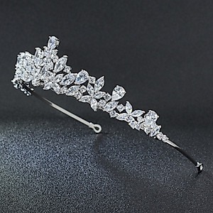 SEPBRIDALS Cubic Zirconia CZ Wedding Bride Crown Tiara Headband Hair Jewelry Accessories HG0056