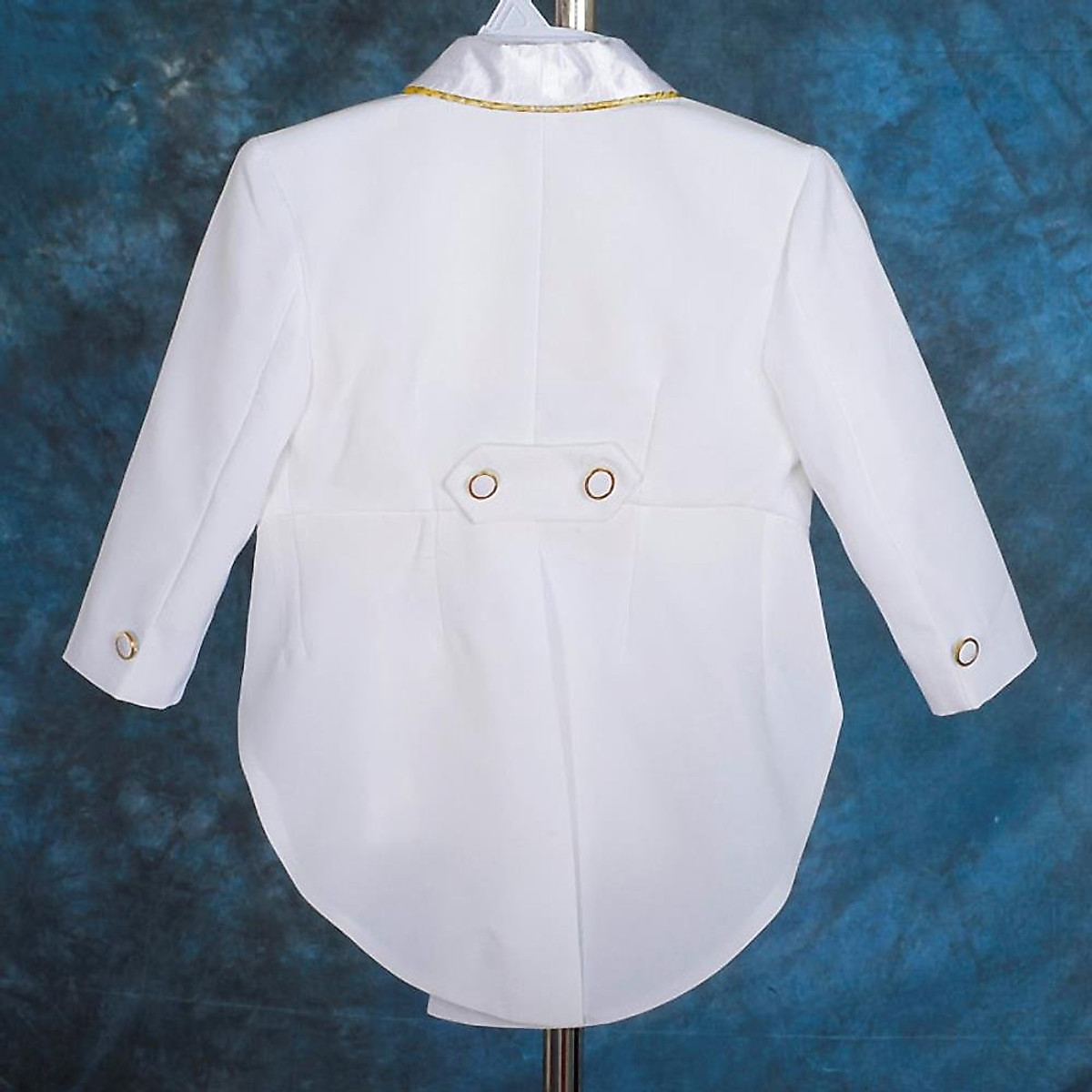 Lito Angels Baby Boys' Jacquard Classic Tuxedo Suit Formal Suits Wedding Outfit Christening Outfit 5 Piece Set Size 18-24 Months White