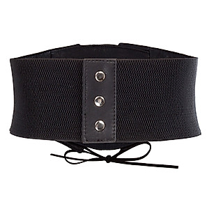 GRACE KARIN Women's Elastic Wide Waist Belt Tied Corset Cinch Belt Black Underbust Corset Black M