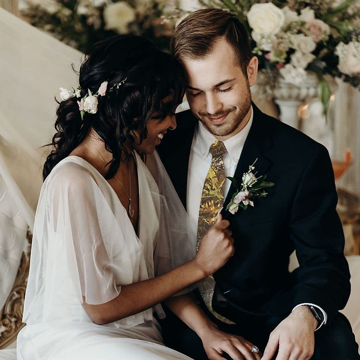 GSQWAHS Mens Ties Hunter Green Tie Dark Camo Army Green Ties for Men Camouflage Necktie Wedding Hunting Dress Oak Neck Tie Forest Men's Neckties