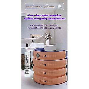 Inflatable adult bathtub with wireless electric air pump,Suitable for hot water bath & ice bath(grapefruit tangerine)