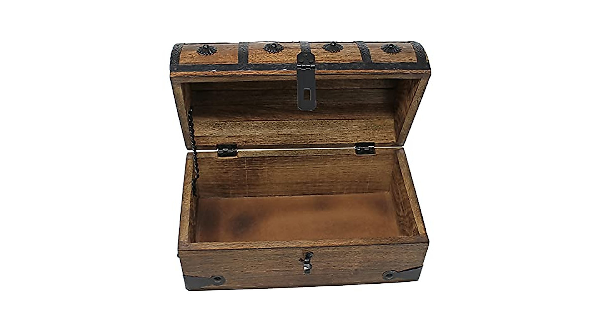 Authentic Pirate Treasure Chest - Wooden Box with Iron Lock
