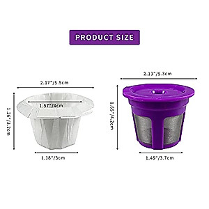 Velocvil 2 Pack Reusable K Cups with 100 PCS Paper Coffee Filter Set, Refillable Single Cup Coffee Pods, Universal Fit for Keurig 1.0, 2.0 Brewers, White