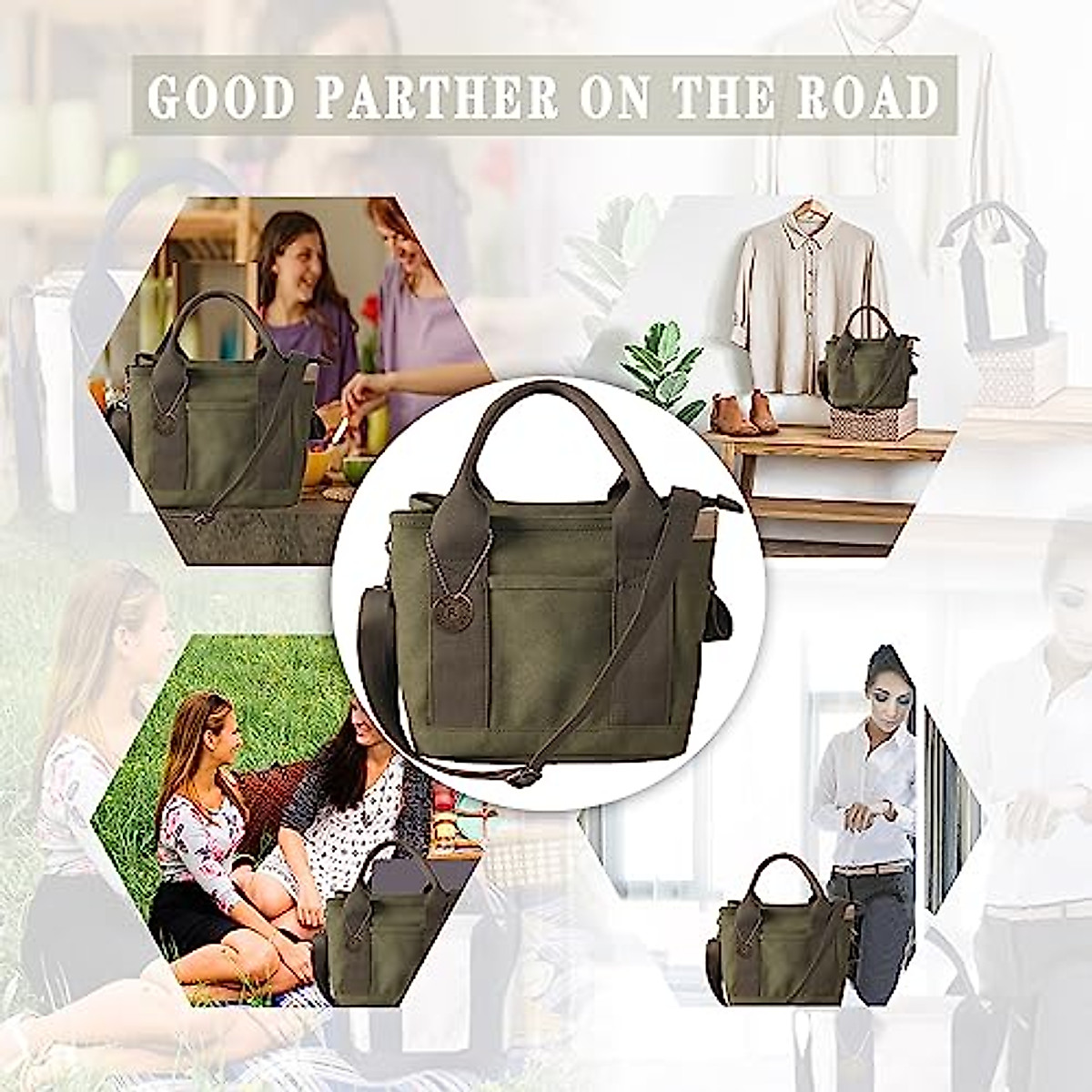 Women Small Tote Bag Handbag Satchel Bag Mini Canvas Tote Hobo Bag Fashion Stylish Crossbody Bags with Detachable Strap(Military Green)
