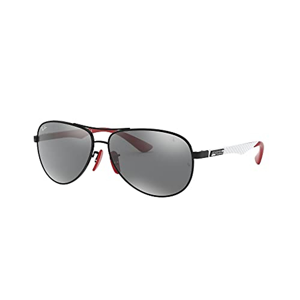Ray-Ban RB8313M Scuderia Ferrari Collection Aviator Sunglasses, Black/Grey Mirrored Silver, 61 mm