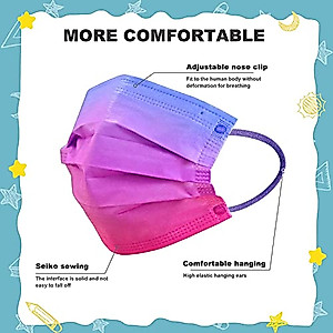 Sheal Individually Packaged 5-Colors Gradient Kids Disposable Face Masks (100 Pack) For Children