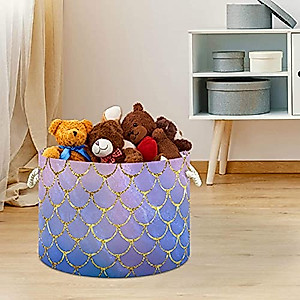 2 Mermaid Storage Bin Basket Large Round Nursery Storage & Rectangular Storage Bin, Book Bag, Gift Baskets