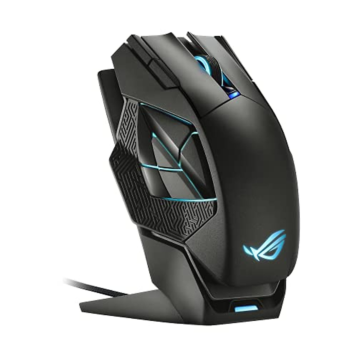 ASUS ROG Spatha X Wireless Gaming Mouse (Magnetic Charging Stand, 12 Programmable Buttons, 19,000 DPI, Push-fit Hot Swap Switch Sockets, ROG Micro Switches&Paracord and Aura RGB lighting),Black