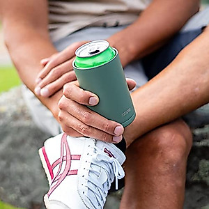 Snute Standard Can Cooler for Beer, Soda, Sparkling Water | Vacuum Insulated Stainless Steel Drink Sleeve Holder for 12oz Regular Cans (Olive)
