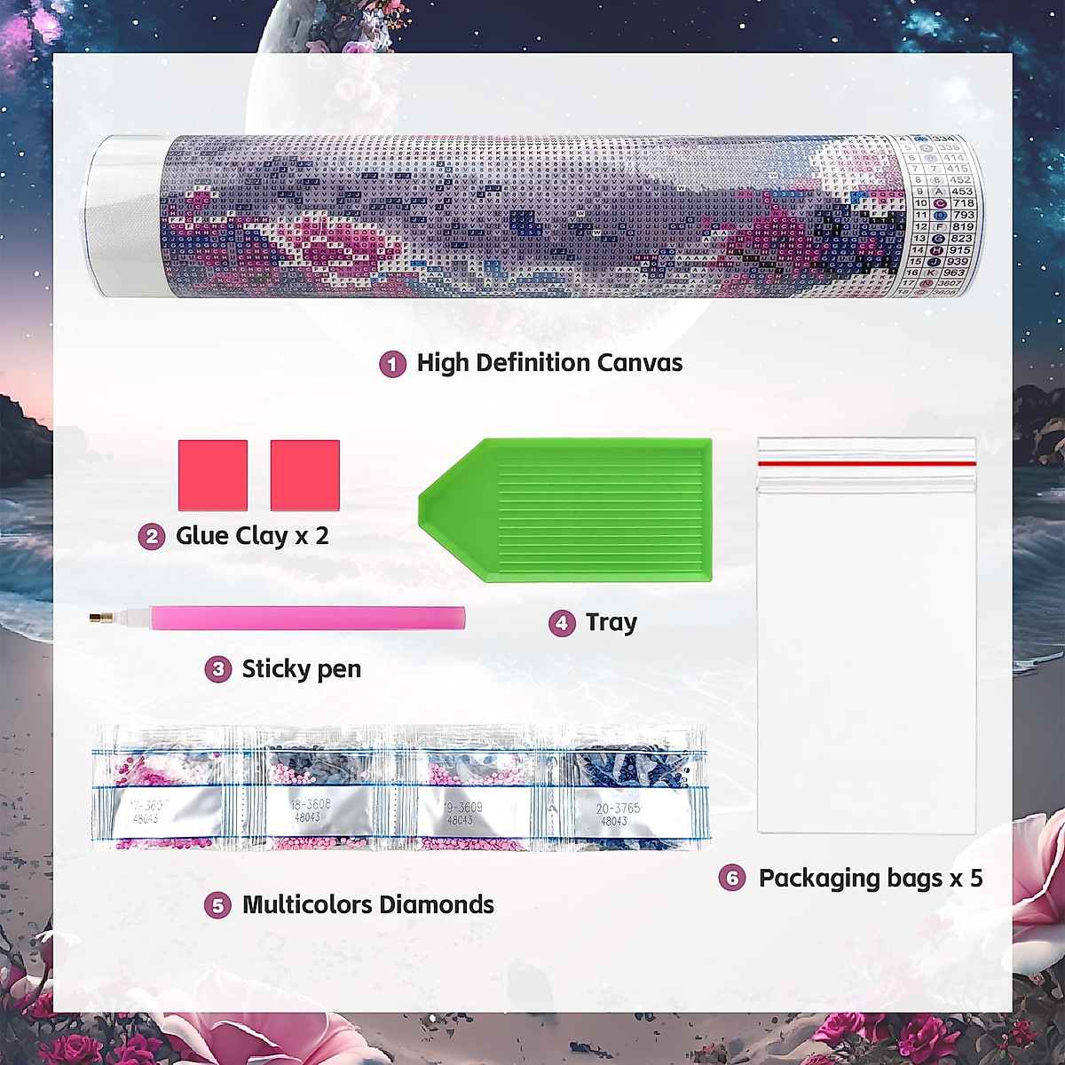 Buewutiry Moon Beach Diamond Painting Kits for Adults - 12x16 Inch Full Drill Diamond Art Kits for Adults Beginner - DIY 5D Diamond Dots Painting Craft for Home Wall Decor Gift (Moon Beach)