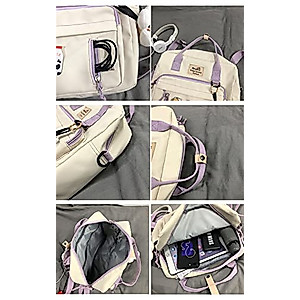 Tonecy Japanese Backpacks for Teen Girls for Middle School, Kawaii Backpack with Pins Kawaii School Backpack Cute Aesthetic Rucksack (Black 31x10x27cm)