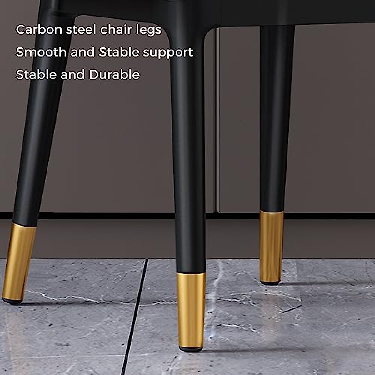 Odinlake PU Leather, Living Room Kitchen Dining Without Armrest, Modern Minimalist Coffee Shop Leisure Reception Chair with Metal Legs, Set of 2, Orange+Armless