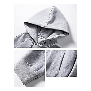 Maiyifu-GJ Men's Solid Loose Fit Pullover Hoodies Casual Athletic Hooded Sweatshirts Long Sleeve Hoodie with Kanga Pocket (Light Grey,Medium)