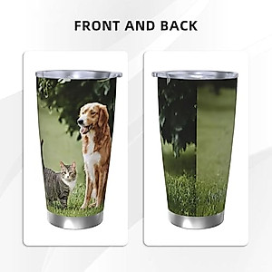 NHJKLWQSZ Lovely Dogs 20oz Stainless Steel Tumbler With Lid And Straw, Double Wall Vacuum Insulated Coffee Mug Travel Cups Leak-Proof Lid For Hot And Cold Drinks, Metal Straws And Brush