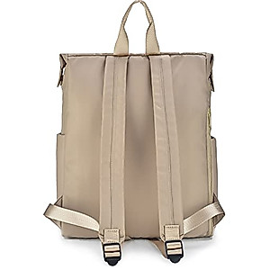 Kah&Kee Cute Travel Backpacks for Womens Fashion Lightweight Water-Resistant Commuting Gym Pockets Fake-Leather Nylon Stitching 2 PCS (Metallic Gold)