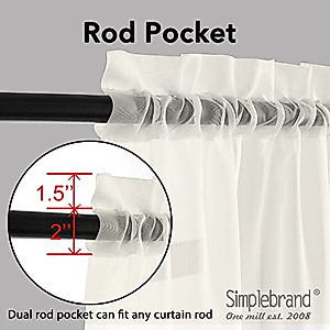 Simplebrand Sheer Curtains 72 Inches Long 2 Panels for Living Room, Dual Rod Pockets Airy Window Treatments Voile Curtains Sheer Panels Lightweight for Front Back Patio Glass Door, Ivory, 42" Width