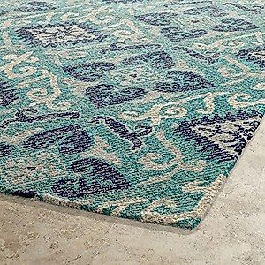 Kaleen Rugs Weathered Collection WTR03-91 Teal 2' x 3' Indoor/Outdoor, Handmade Rug