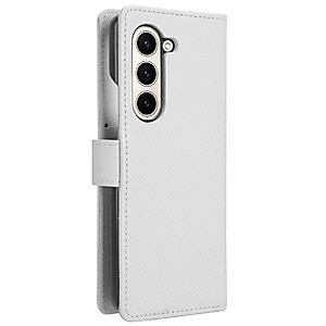 Elubugod Compatible with Samsung Galaxy Z Fold 5 Leather Case Cover,PU Leather flip Cover Compatible with Samsung SM-F946U1 Galaxy Z Fold5 / SM-F946B/DS SM-F946N SM-F946W Case Cover White