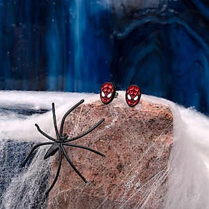 Officially Licensed Hypoallergenic Marvel Comics Girls Spider Man Base Metal Face Stud Earrings, Red, One Size