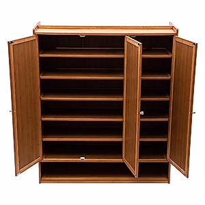 HaroldDol Bamboo Shoe Storage Cabinet with 3 Doors, Shoe Floor Storage Organizer Rack for 30 Pairs Entryway Hallway, 35.4 * 12.6 * 42.1in