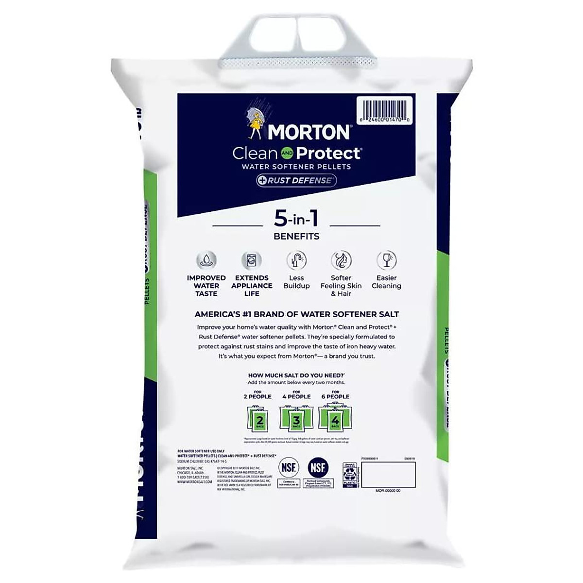 Morton Salt Water Softener Pellets Clean & Protect Rust Defense, 40 Lb (2 pack)