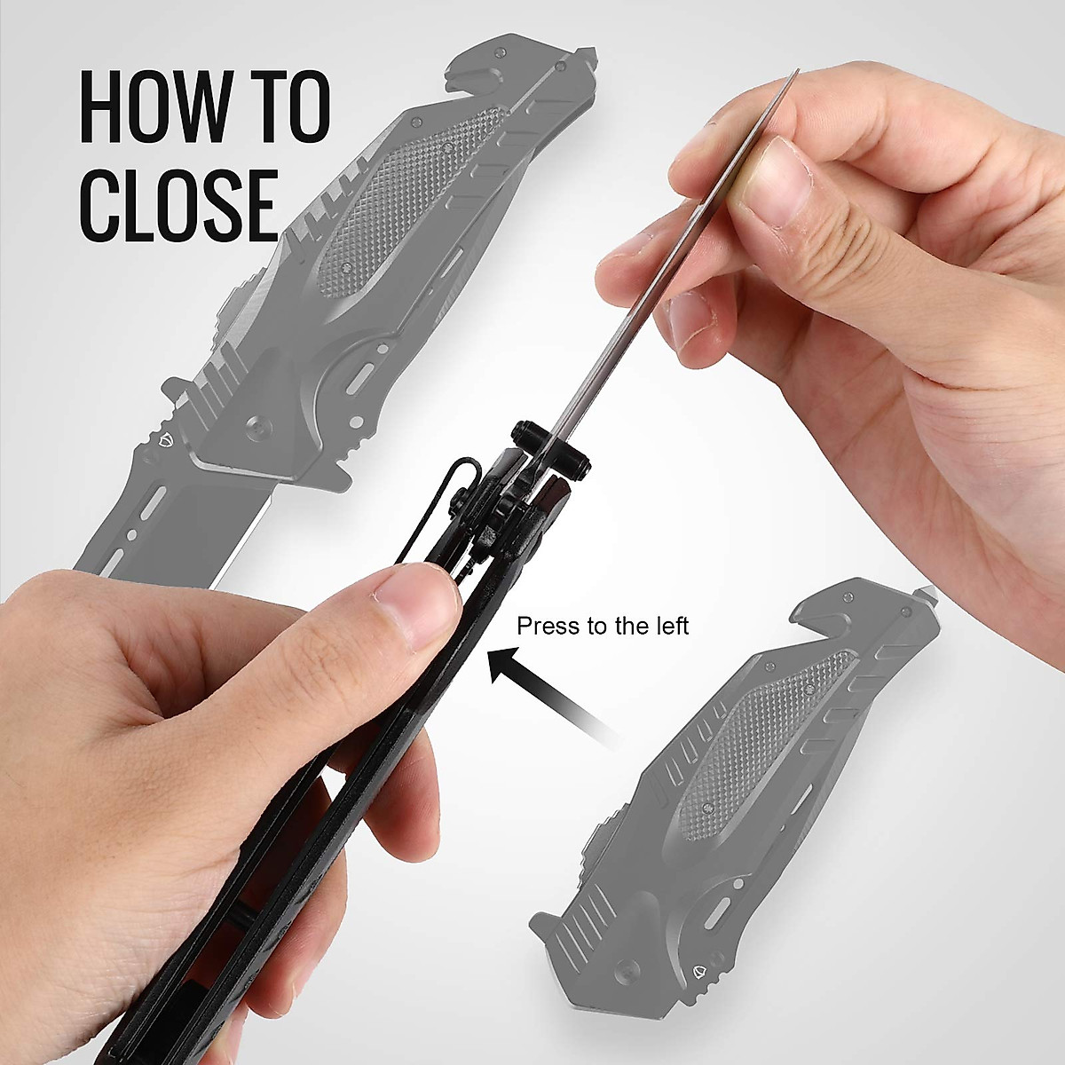 Jellas Pocket Knife for Men, 8Cr13Mov Tactical Knife, Folding Knife 440C Knife with Clip, EDC Knife, Knife for Fishing Hiking, Knives for Men and Women (Black)