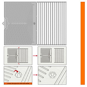 IWORD Roll Up Dish Drying Rack with Mat Combo,Splitted Drying Mat & Dish Drying Rack,Versatile Roll Up Sink Drying Rack with A Drain Hole for Easy Water Drainage, Silicone Mat for Kitchen (29" x 20")