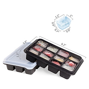 Silicone Ice Cube Trays with Lid for Freezer 3 Pack, Annaklin 12-Grid Easy Release Stackable Small Ice Trays Ice Cube Molds for Cocktail, Whiskey, Chocolate, Flexible & Removable Lids, BPA Free, Black