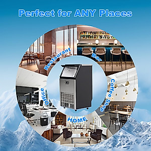 Techomey Commercial Ice Maker, 99Lbs/24H Under Counter Ice Machine, Auto-Clean Freestanding Ice Maker Machine with Fast Making Ice, Stainless Steel, Silver