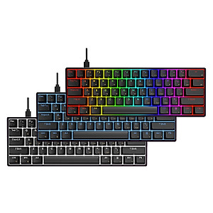 AG AC61M GK61 RGB Gaming Keyboard - 61 Keys Aluminum Case Two USB-C Ports PBT Keycap Hot Swappable Programmable for PC/Mac Gamer (Gateron Optical Blue, Black Color)