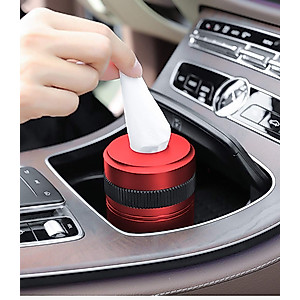 KOOMTOOM Car Cup Holder Tissues Tube Holder Box Alloy Tissues Storage Detachable Easy Cleaning 5.23" * 2.83"(H*D) for BMW 3 Series /5 Series /7 Series /X1/X3/X5/X6 / Lexus RX300 etc (Christmas Red)