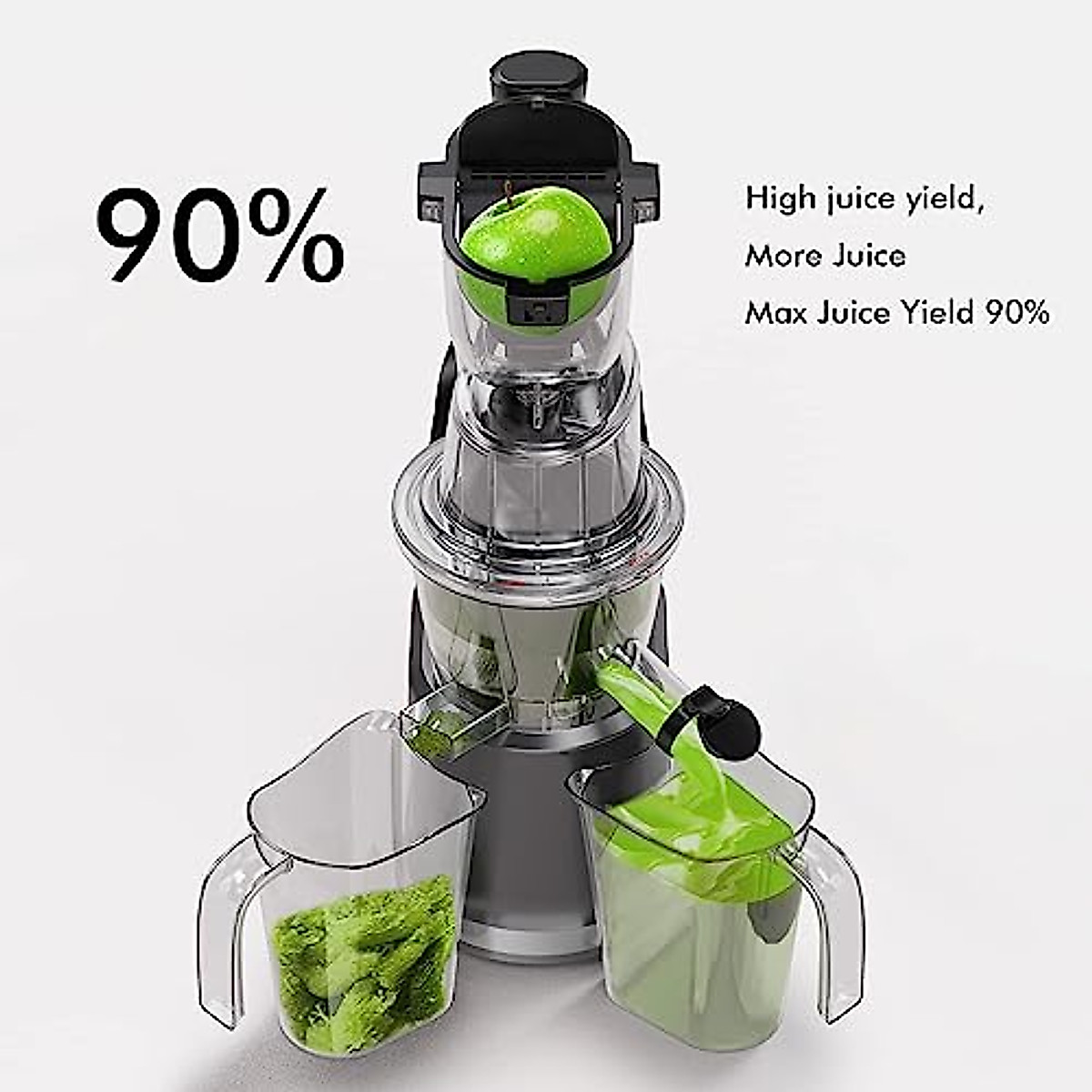 Slow Masticating Juicer Machines with Big Mouth 3.2" Feed Chute, SiFENE Whole Slow Juicer, Vertical Cold Press Juice Extractor for Vegetables and Fruits, BPA Free, Easy to Clean