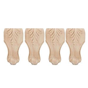 Hztyyier 4pcs Solid Wood Furniture Legs Wood Carved Sofa Couch Chair Ottoman Loveseat Table Cabinet Furniture Wood Legs Wood Unfinished Carved Feet(15x6cm)
