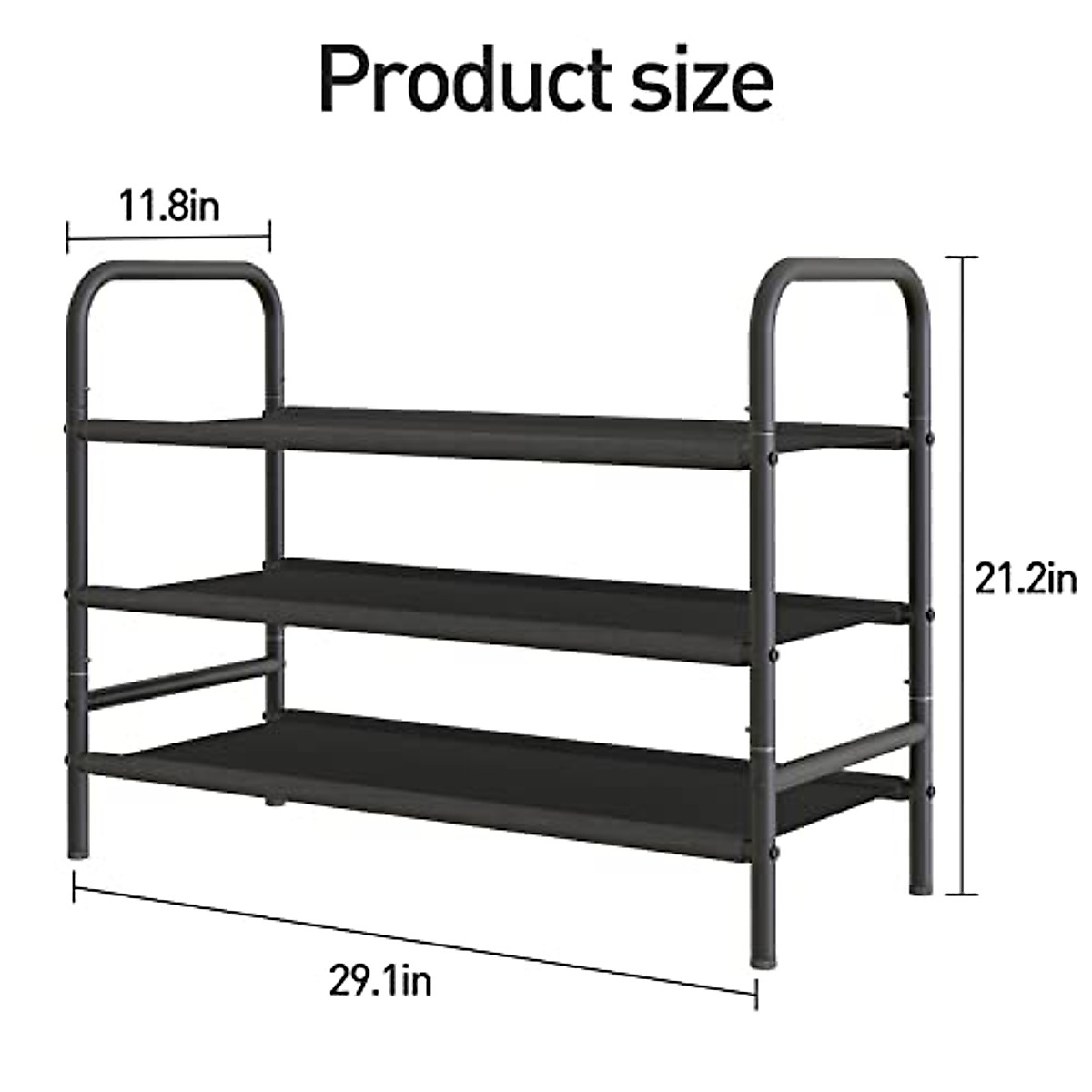 Huhote Shoe Rack 3 Tiers Freestanding Shoe Storage Shelf, Modern Shoe Organizer Multi-Purpose Use with Washable Polyester Fabric Storage Rack for Closet, Entryway, Hallway, Bedroom, Living Room
