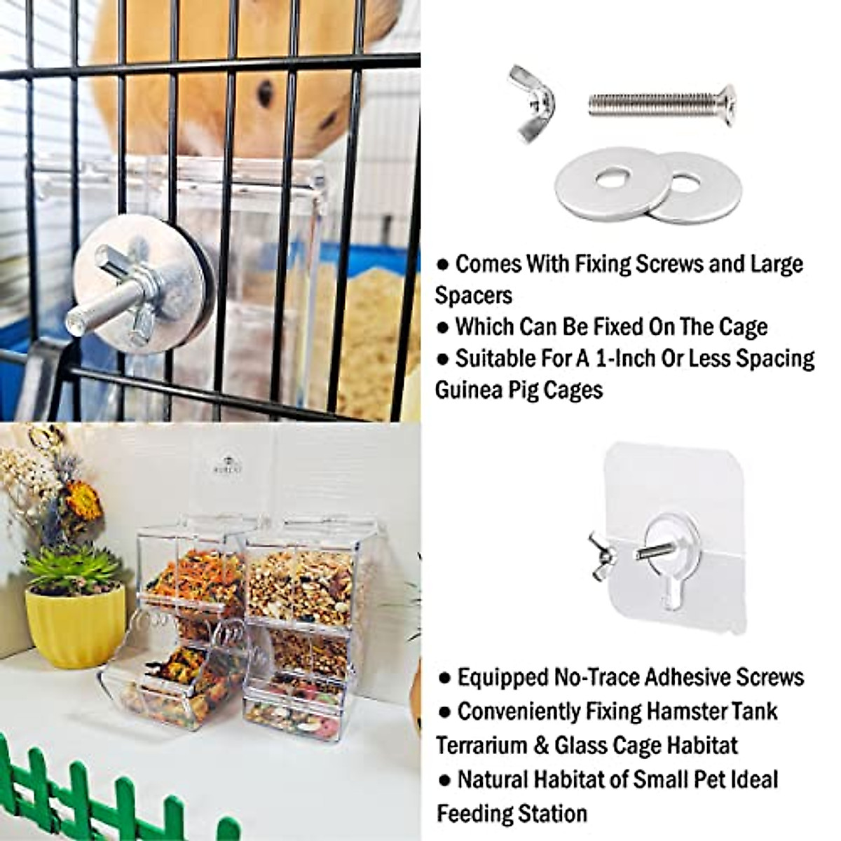 Hamster Automatic Feeder Food Dispenser Small Animals Food Pellets Bowl for Crate and Aquarium Glass Cage Small Pet Natural Habitat Ideal Feeding Bowl /400ml