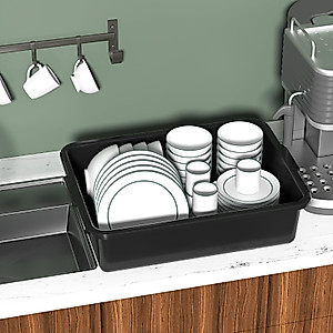 Knifefish 12 Packs Bus Utility Box, 13 L Plastic Restaurant Bus Tubs Tote, Black