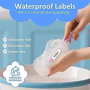 Daycare Baby Bottle Labels for Sippy Cups, Self-Laminating Waterproof,for Kid’s Personal Items, 96 Pc. Set, Peel and Stick Adhesives