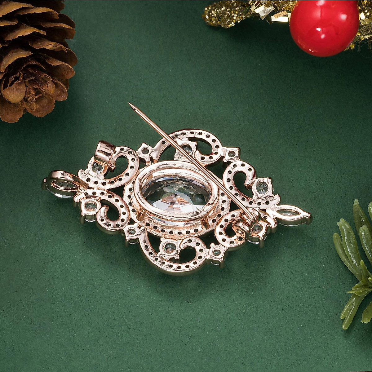 SELOVO Sparkle Vintage Bridal Pin Brooch for Wedding Cubic Zirconia