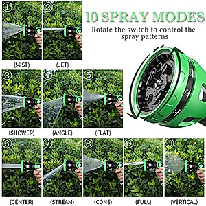 Garden Hose Nozzle - 10 Adjustable Patterns Metal High Pressure Hose Nozzle, Garden Hose Spray Nozzle with Thumb Control Design, Hose Sprayer for Garden & Lawns Watering, Cleaning, Pets & Car Washing