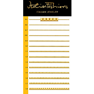 Italian Fashions 14k REAL Yellow Gold Solid 1.2mm Diamond-Cut Square Mirror Box Link Chain Necklace with Lobster Claw Clasp Thin And Lightweight MADE IN ITALY 24 Inches for Women