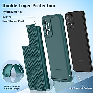 FNTCASE for Samsung Galaxy A23 5G Case: (Samsung Galaxy A23 4G LTE) Dual Layer Protective Heavy Duty Cell Phone Cover Shockproof Rugged with Non Slip Textured Back - Bumper - 6.6inch Dark Green