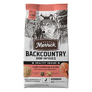 Merrick Backcountry Healthy Grains Premium Dog Food Kibble with Freeze Dried Raw Pieces, Pacific Catch Recipe - 4.0 lb. Bag