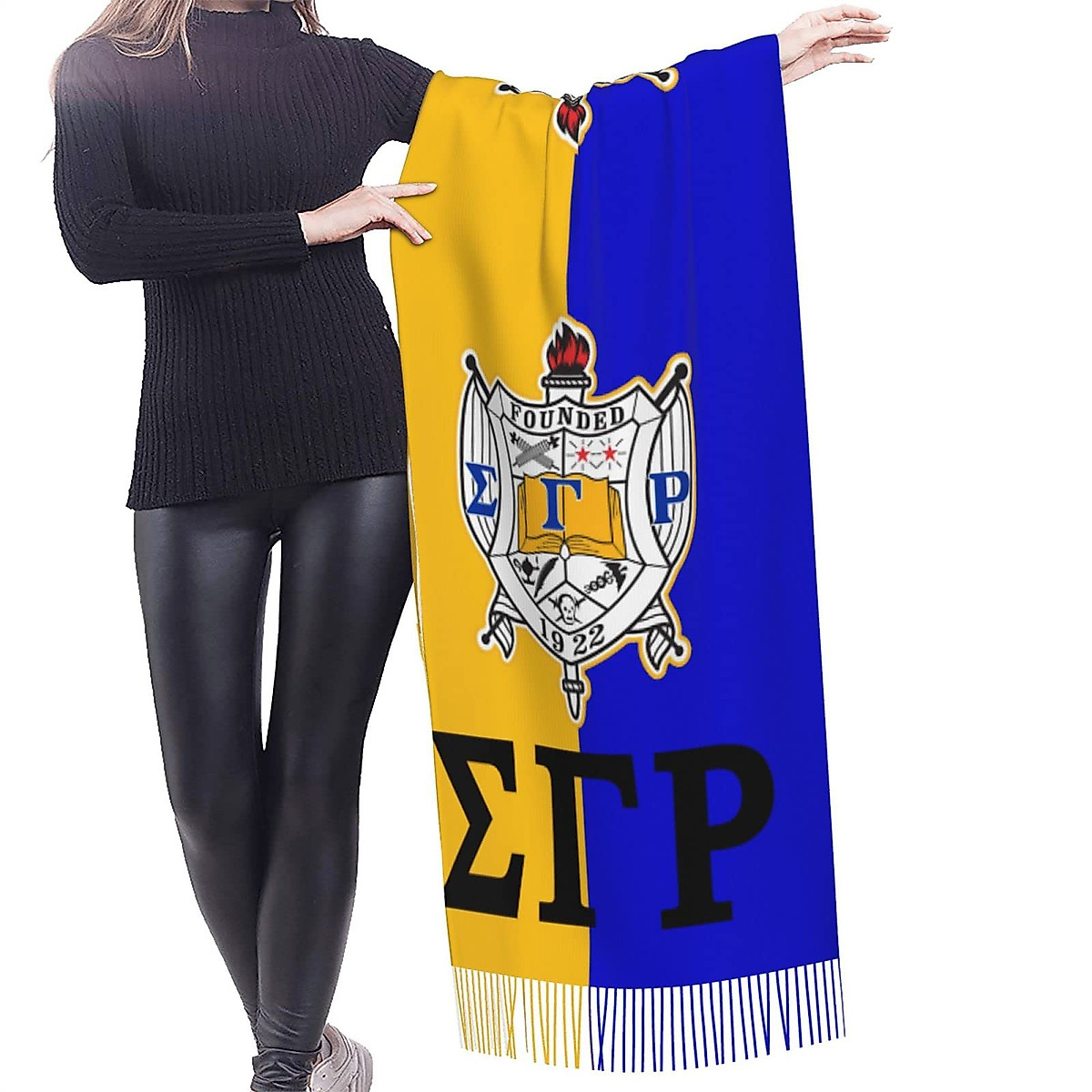 LeRayal Sigma Gamma Rho Scarf Sorority Gifts for Women Gift for GirlsPerfect Winter Warm Long Large Scarves With Tassel 1922, One Size