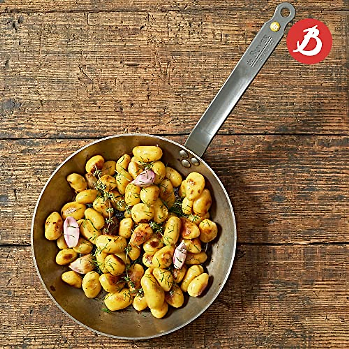 de Buyer MINERAL B Carbon Steel Fry Pan - 8” - Ideal for Searing, Sauteing & Reheating - Naturally Nonstick - Made in France