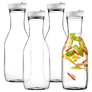 Plastic Pitcher With Lid - 50 oz Water Carafe - Juice Containers with Lids for Fridge - Plastic Milk Jug for Juice Iced Tea and Mimosa - Posh Setting